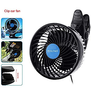 Alagoo Car Fan 6'' 12V Fan Cool Gadgets Clip Fan for Front Rear Seat Passenger Portable Car Seat Fan Electric Car Fans Quiet Car Air Conditioner with Cigarette Lighter Plug for Car/Vehicle SUV, RV