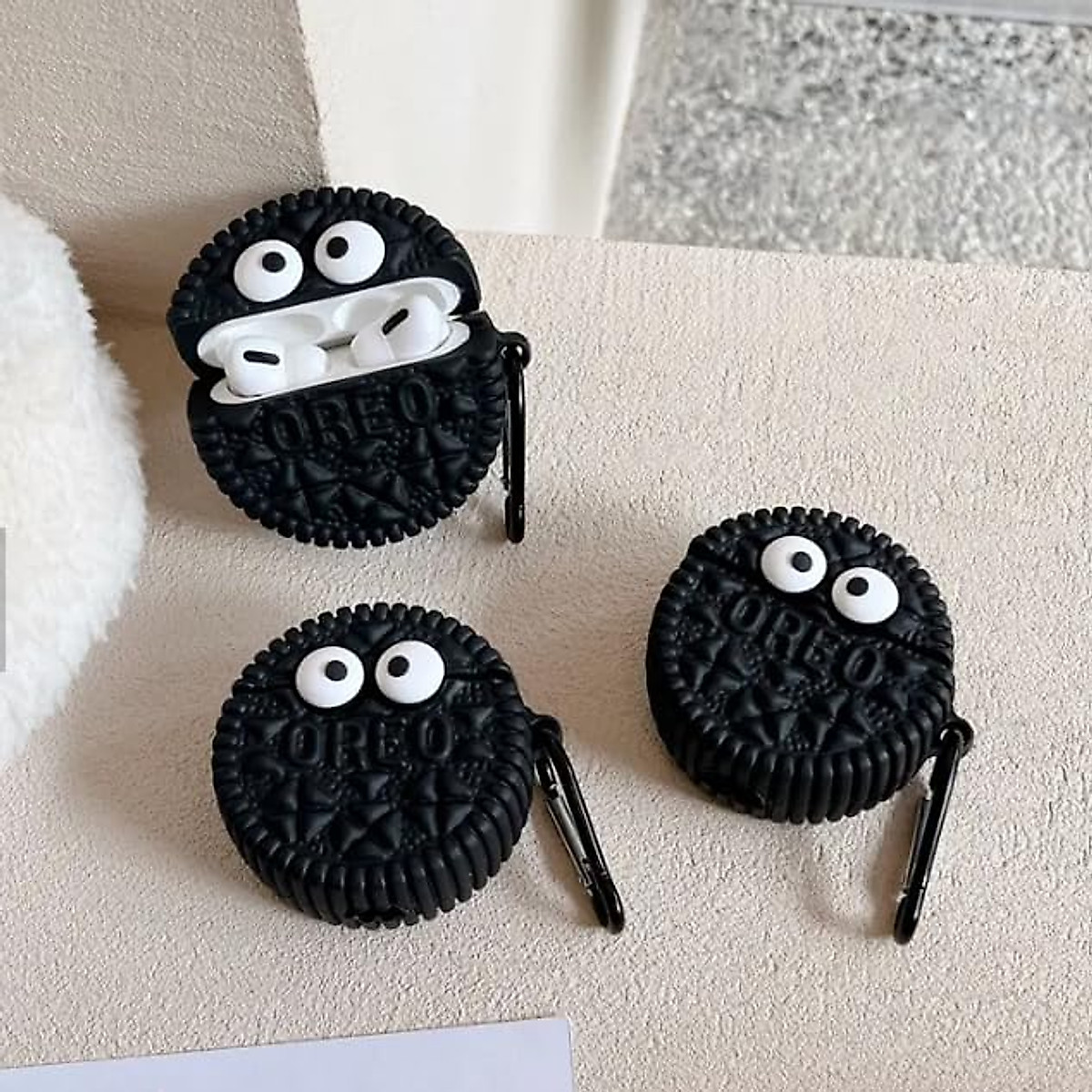 Sweet Body Cookie Man AirPod Case 3D Cartoon Funny Kawaii, Shockproof Protective Soft Silicone Case Skin Trendy Food Treat for AirPods 1&2, AirPods 3, and AirPods Pro (Airpod 3, Black) Pack of 1