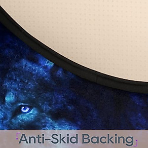 30X18 Inch Round Area Rug 5ft Galaxy Wolf Large Circle Rugs Non-Slip Soft Indoor Throw Rugs Washable Floor Mat Carpet for Bedroom Living Room Sofa Nursery Kids Playroom Decor