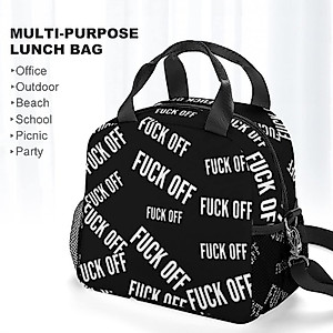 Fuck Off Lunch Box Storage Bag Leakproof Cooler Tote Shoulder Handbag All Over Print