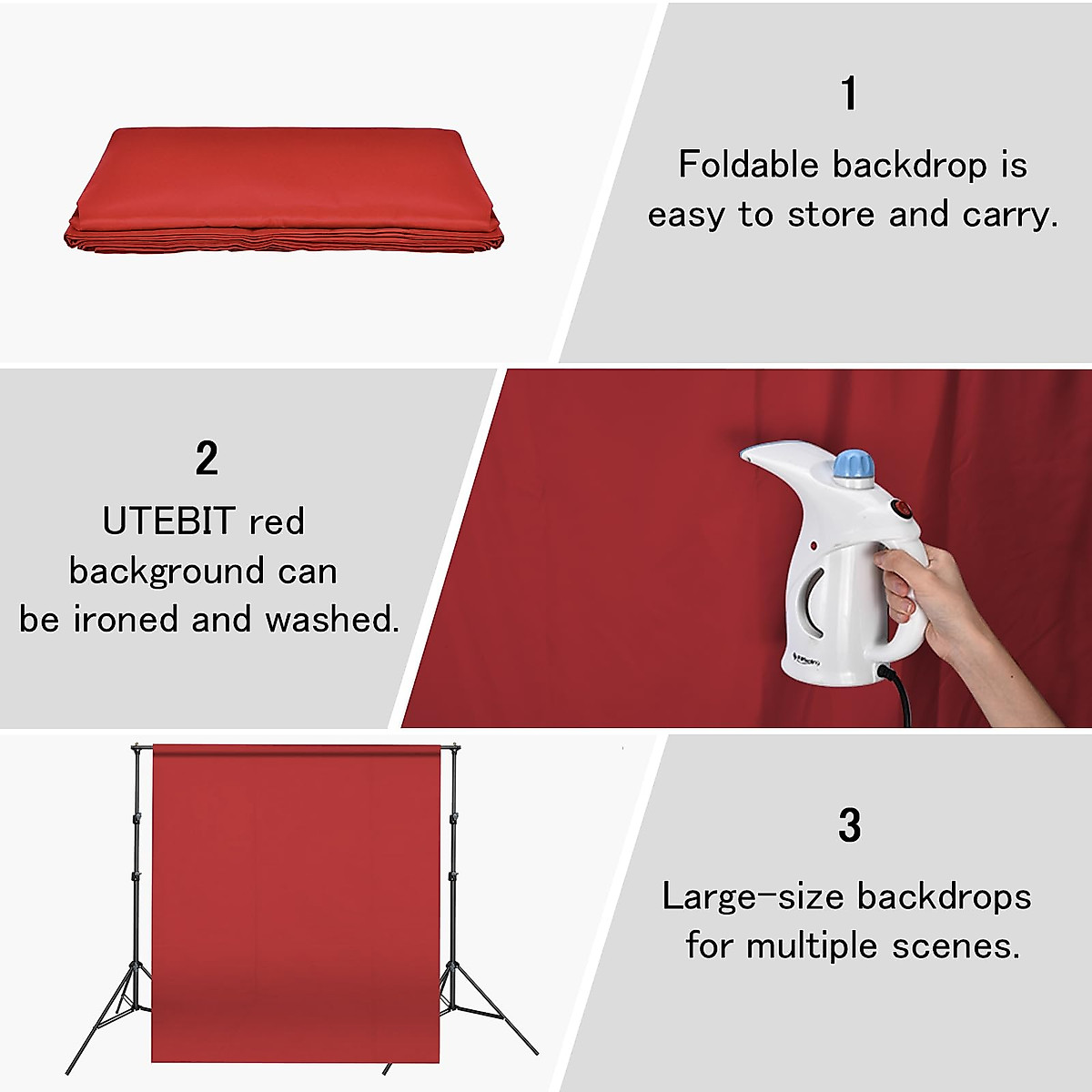 UTEBIT 6x9ft Red Backdrops, Red Background for Photography Studio Picture, Polyester Photography Backdrop for Wedding Ceremony Home Decoration Supplies