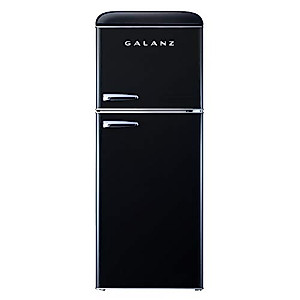 Galanz GLR46TBKER Retro Compact Refrigerator with Freezer Mini Fridge with Dual Door, Adjustable Mechanical Thermostat, 4.6 Cu Ft, Black