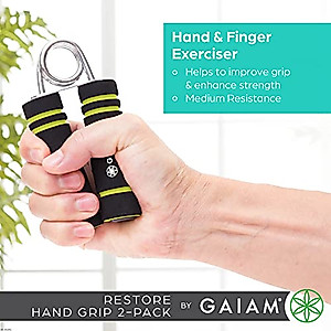 Gaiam Restore Hand Grip 2-Pack - Hand Strengthener Grips Foam Handle Medium Resistance for Physical Therapy, Arthritis, Carpel Tunnel, Finger, Forearm & Hand Pain Relief
