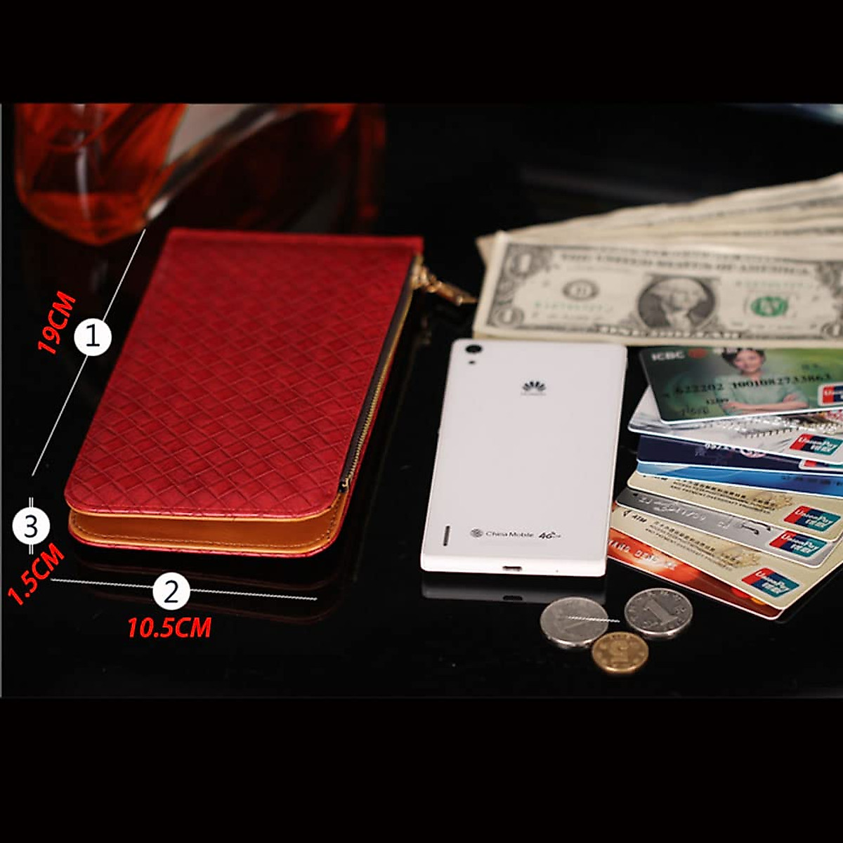 Wallet Long Card Case Ladies Clutch Bag Ladies Wallet Ladies Long Card （red)