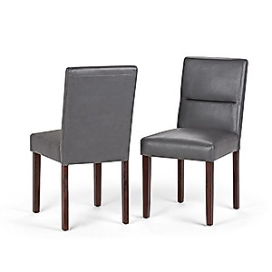 SIMPLIHOME Ashford 18 Inch Contemporary Parson Dining Chair (Set of 2) in Stone Grey Vegan Faux Leather, For the Dining Room