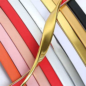 LKYJD U-Shape Edge Banding, 50m PVC Self Adhesive Veneer Edging Trim, Flexible Mirror Border, Peel and Stick Trim Molding for Picture Frame(Gold,18mm)