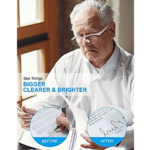 OKH 160% Magnifying Glasses, Flip Up Down Lens, Hands-Free Magnifier Eyeglasses for Close Work, Reading, Sewing, Jewelry Making, Craft, Hobby, Painting