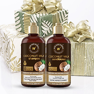 WOW Skin Science Coconut Milk Shampoo and Conditioner Set - Shampoo & Conditioner for Curly Hair - Paraben Sulfate Free - 33.82 Fl Oz