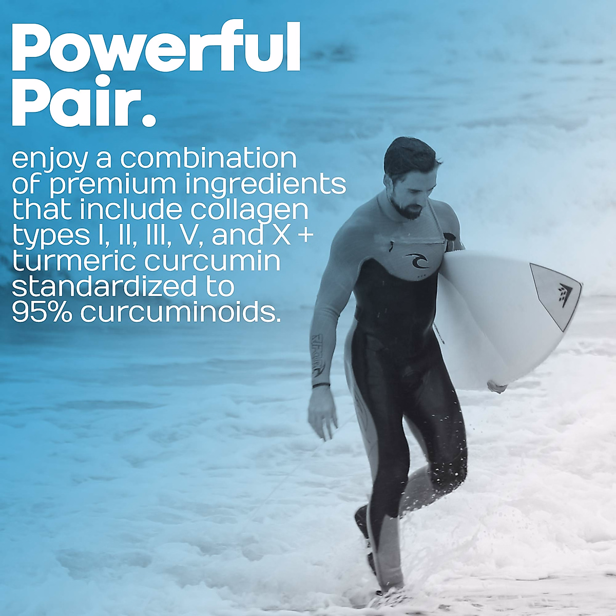 Multi Collagen Complex (Types 1 2 3 5 and 10) | Hydrolyzed Collagen Peptides | Collagen for Women & Men | Hair, Skin, Nails, Joint Support (with Turmeric) | 90 Capsules