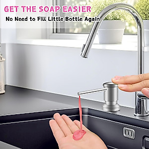 Sink Soap Dispenser, OHiHi Kitchen Sink Soap Dispenser with 47" Extension Tube, Wide Pump Head Base, No Water Leaking, No Need to Fill The Little Bottle Again, Brushed Nickel