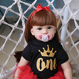 Zero Pam Lifelike Reborn Toddler Girls Dolls 24 Inch Realistic Looking Handmade Reborn Baby Dolls Weighted Body Princess Dress Newborn Silicone Vinyl Girl for 3 Yea Old Girls Children