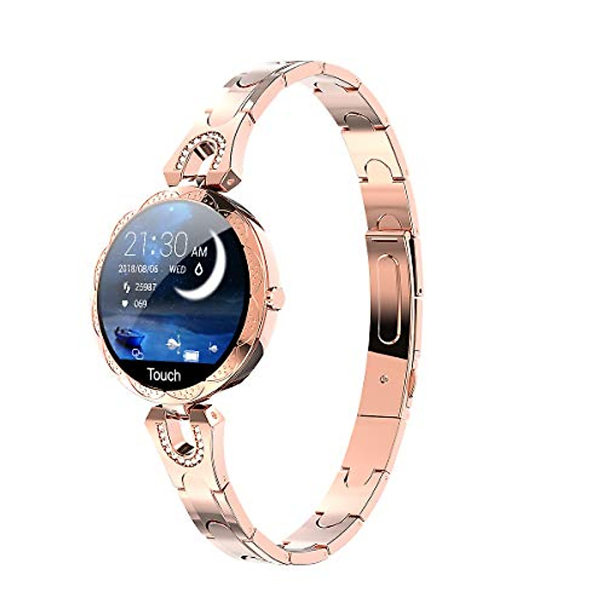 LONGLU Smart Watch for Women, Smartwatch Compatible for iOS Android iPhone Samsung Phones. Fitness Tracker with Heart Rate Blood Pressure Waterproof Bluetooth Pedometer Sleep Activity Tracker (Gold)