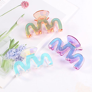 Jayongnee 3Pcs Hair Claw Clips for Thick Hair, Nonslip Claw Clip for Women Thin Hair (Multi-colored6)