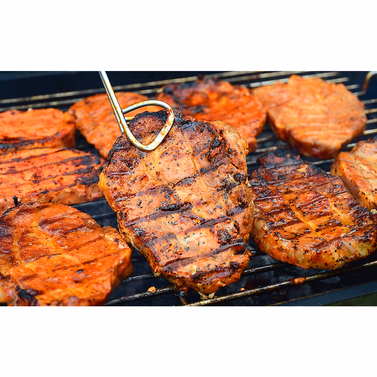 Better Houseware 10" Angled Tongs, Silver with White Handle