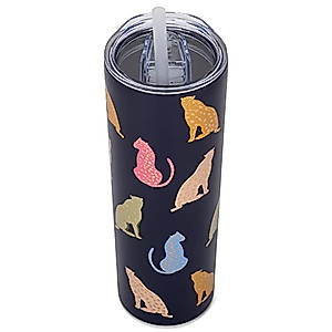 Mary Square Leader of the Pack Leopard Navy 20 ounce Stainless Steel Skinny Tumbler with Straw