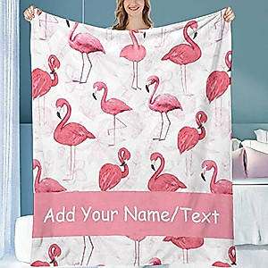 Custom Name Flamingo Blanket Gifts, 50"x40" Pink Flamingo Throw Blankets, Personalized Fuzzy Soft Plush Blanket for Girls Women, Gifts for Flamingo Lovers, All Season Throw Blanket for Sofa Bed Couch
