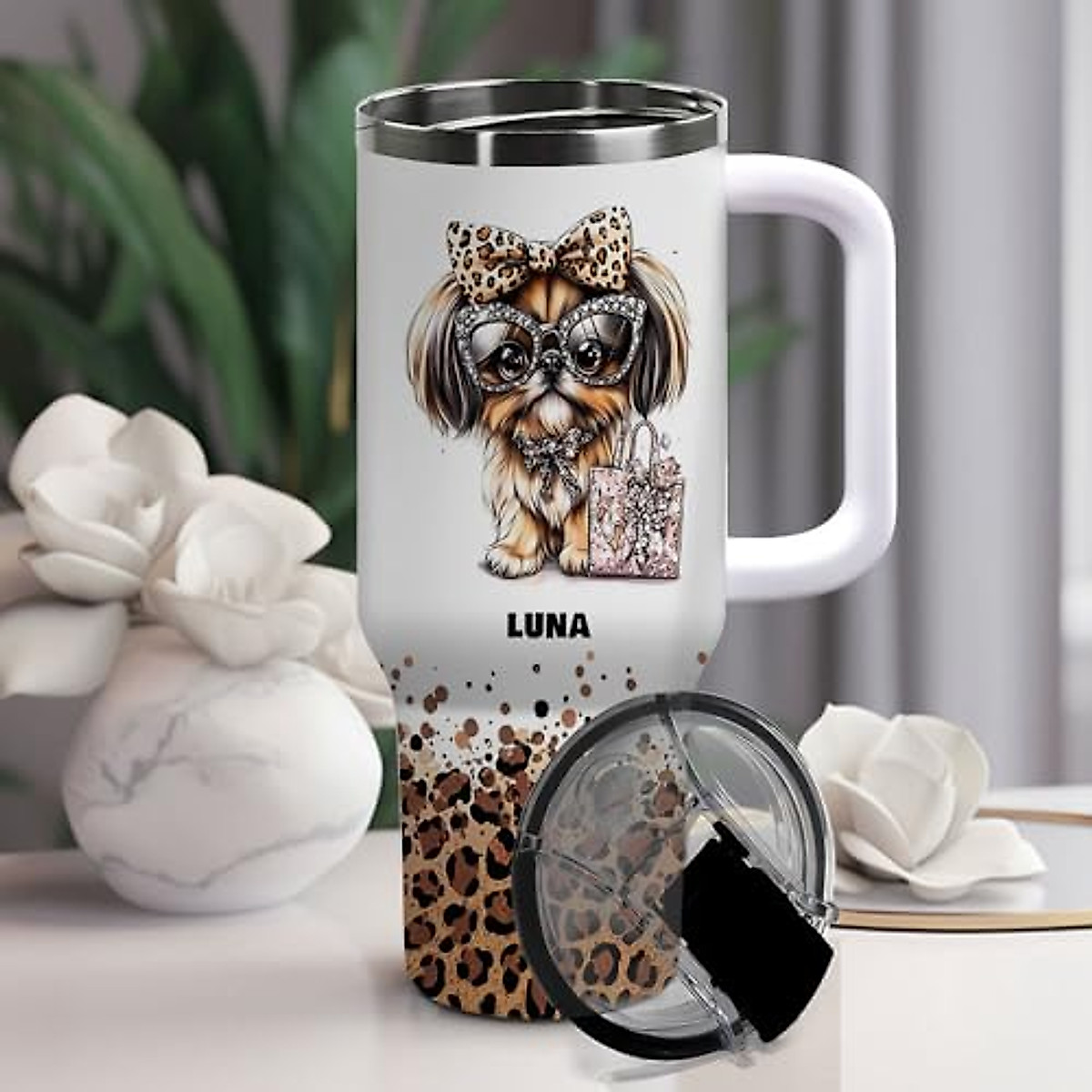 Personalized Dog Tumbler with Pekingese Dog’s Name – Custom Travel Coffee Cup 40oz, Travel Coffee Cup, Gift for Mother's day, Father's day, Christmas 3kEK4W