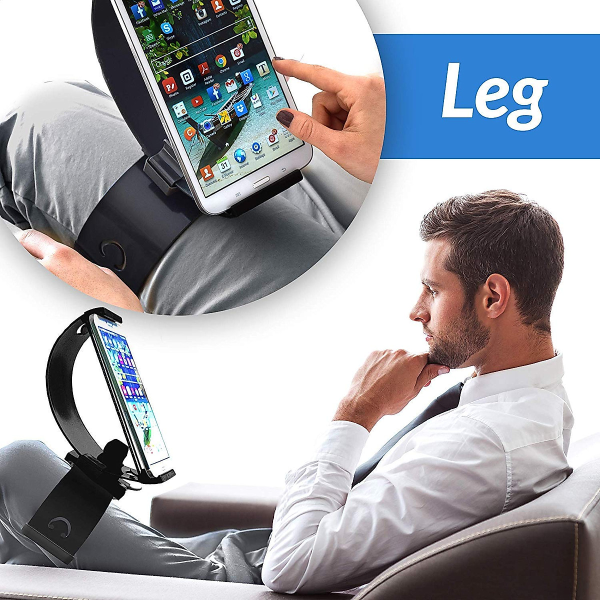 Clamp Champion Pro - Universal Tablet and Cell Phone Holder and Stand for The Couch, Bed, Car, Kitchen, Leg, Office, Airplane, Pillow - Fits 3 Inch to 12 Inch Devices (Black)