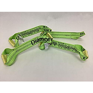 Safe 'n Secure 8 Point Heavy Duty Hi Viz Diamond Weave 18' Strap Kit for Rollback/Flatbed Tie Downs with 12" Chain Tail