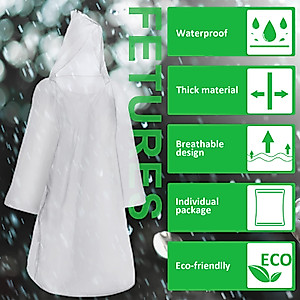 Pasimy 150 Pcs Disposable Rain Ponchos Bulk for Adults Emergency Ponchos with Hood for Man Women Travelling Camping Hiking(Clear)