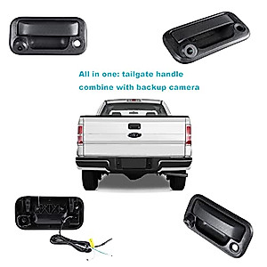 RED WOLF Tailgate Handle W/Reverse Backup Camera Replacement for 2004-2014 Ford F150, 2008-2016 F-250/F-350/F450/F550 Pickup Rear View Parking Camera Removable Guideline Durable