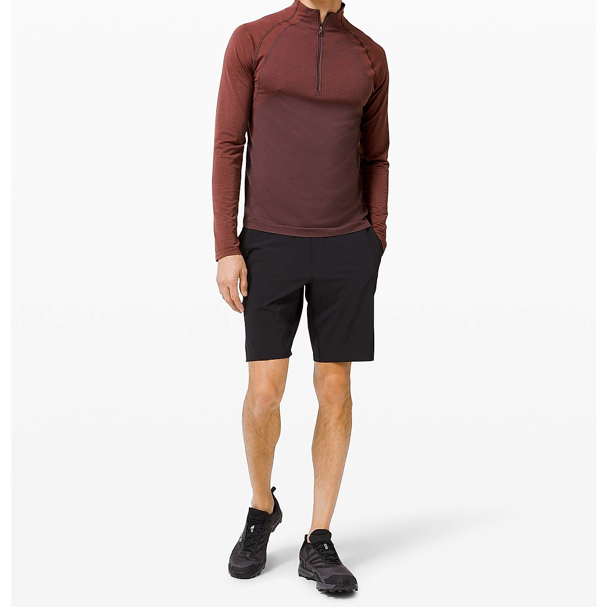 Lululemon Mens Metal Vent Tech 1/2 Zip Long Sleeve Shirt (Magma/Sequoia, XXL)