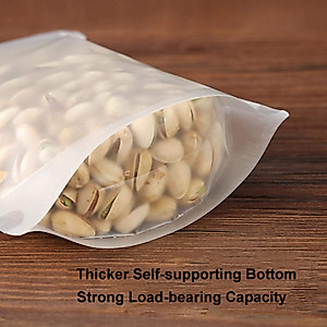 50 Pack Matte Frosted Clear Zipper Food Bags, Stand Up Pouch Bag Resealable Stand Up Candy Bags, Snack Food Tea Packing Dried Fruit Pouches (5.5"x7.8")