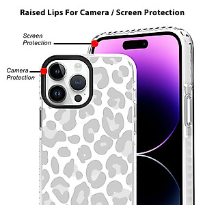 SAKUULO Magnetic for iPhone 14 Pro Case Light Gray Leopard Print Pattern [Compatible with MagSafe] Wireless Charge Slim Shockproof Case for iPhone 14 Pro Phone Case, Gray Leopard (6.1")