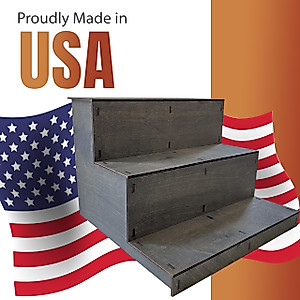 Versatile 3-Tier Wooden Portable Display Stand | Ideal for Craft Shows, Farmers Markets, and Tradeshows | Easy Assembly | Bottles, Soap, CBD, Jewelry, Cups, Tumblers, and Coasters (Black, STRAIGHT)…