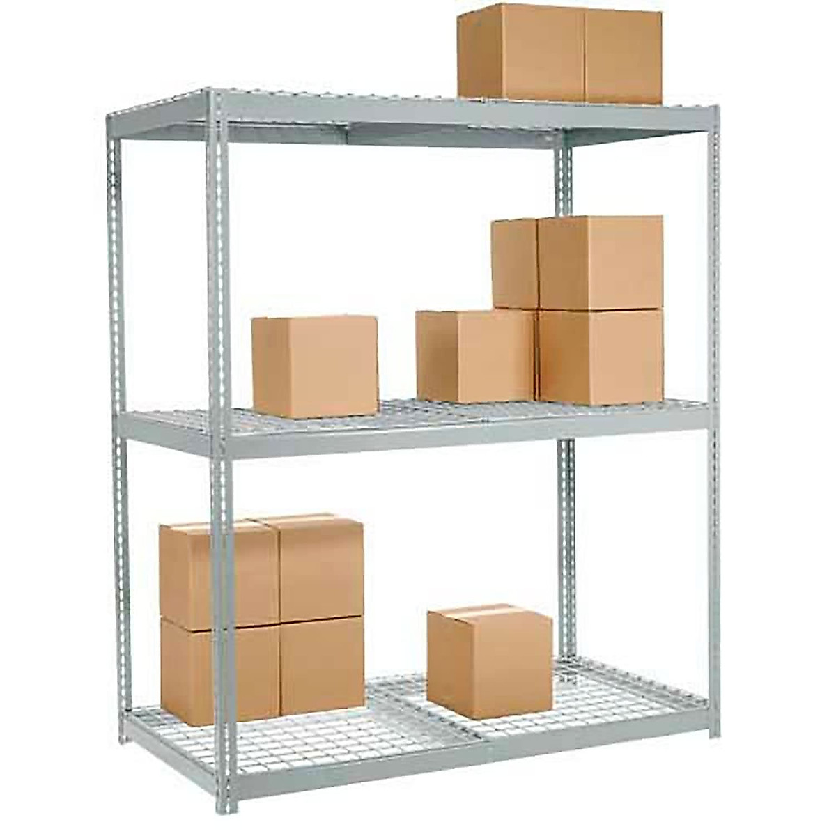 Global Industrial Wide Span Rack 96Wx36Dx84H, 3 Shelves Wire Deck 1100 Lb Cap. Per Level, Gray