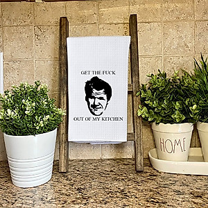 WCGXKO Funny Kitchen Towel Get The Fuck Out of My Kitchen Cute Housewarming Gift Novelty Dish Towel (Out of My Kitchen)
