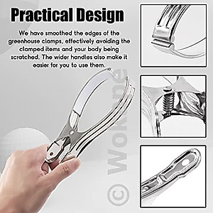 Wokape 10Pcs 6.3 Inch Stainless Steel Garden Clips, Heavy Duty Clamps with Large Open, Strong Grip Clips for Greenhouse Plant Cover Netting/ Garden Shade Cloth/ Beach Towel/ Clothespins/ Quilt