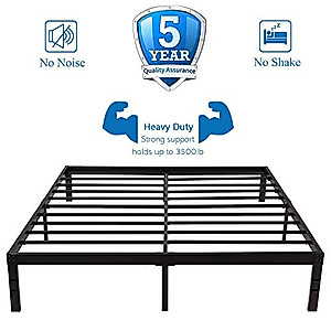 Homdock King Size Bed Frame-16 Inch Metal Platform Mattress Foundation/Sturdy Strong Steel Structure 3500 lbs Heavy Duty/Noise Free/None Slip/No Box Spring Needed/Black Finish