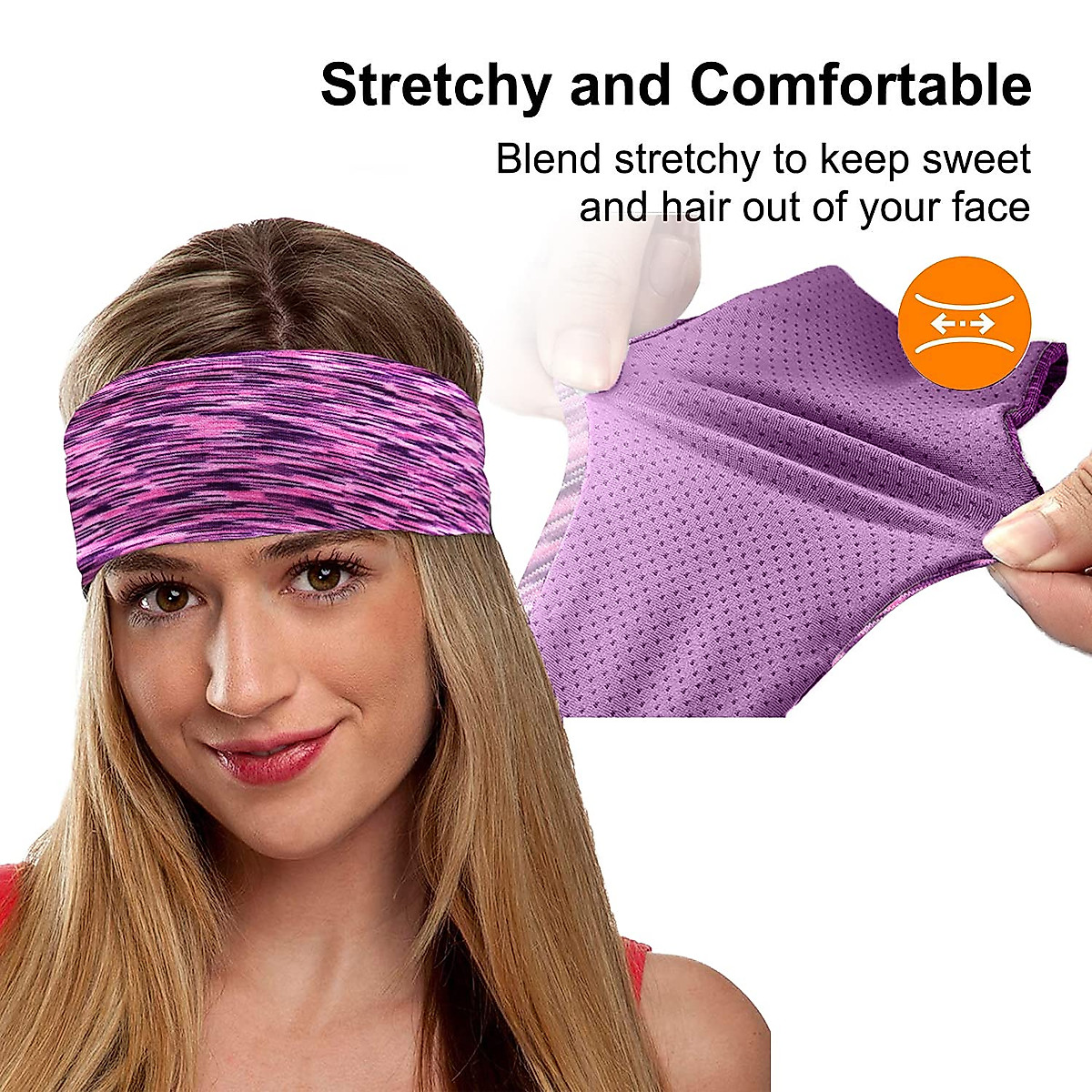 Fashion Headbands for Womens - Sweatband & Hair Bands for Working, Running, Cross fit, Cycling, Yoga - Stretchy Moisture Wicking Women Headband(3 Packs)