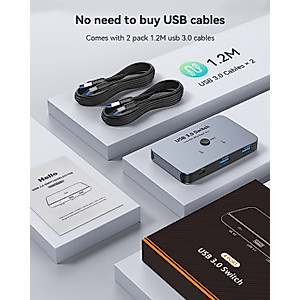 USB Switch 3.0 KVM Switch, ABLEWE Aluminum USB switcher 2 Computers Sharing 4 USB Devices for PC Printer Scanner Mouse Keyboard with 2 Pack USB 3.0 Cable