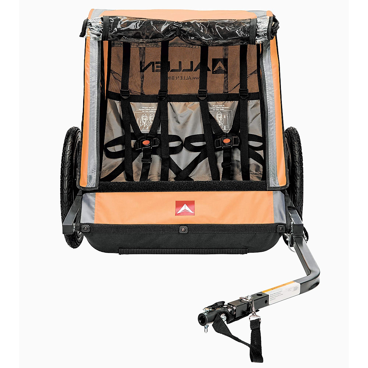 Allen Sports Hi-Viz 2-Child Bicycle Trailer, Model ET2-O, Orange