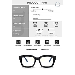 Akaia Blue Light Blocking (Rectangular) Reading Glasses, Anti Eyestrain, Computer Glasses, Gaming Glasses, TV Glasses for Women Men (Shiny Transparent Grey)