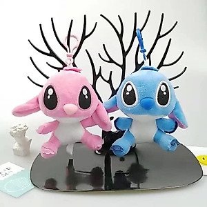 EIDANZ 2Pcs Lilo Stitch Plush Toys, 12cm Stuffed Keychain and Bag Clip Toy, Lilo Stitch Plush Toys, Lilo Plush Set, Cute Soft Gifts for Kids;