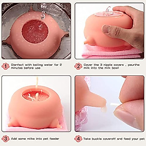 oADANNUo Puppy Milk Feeder with 4 Nipples Silicone Milk Feeding Bowl Puppy Kitten Nursing Station for Feeding Small Newborn Pets Within Two Weeks