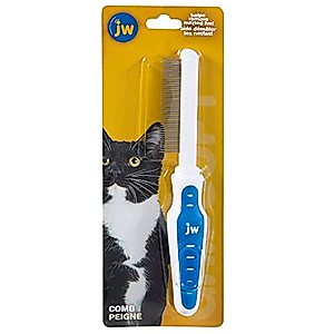JW Pet GripSoft Cat Comb - Medium & Long Haired Cat Brush for Shedding & Tangle Removal