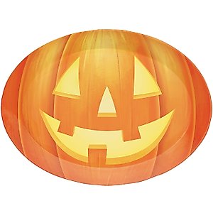 Creative Converting Pumpkin Halloween Oval Plastic Tray, 10" x 12", Multi-color