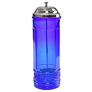 HOME-X Cobalt Blue Glass Straw Dispenser, Straw Holder, Vintage Home Kitchen Accessories, Pop Up Stra Lid Dispenser, Depression Style