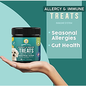 SUNNYCHEWS Allergy Relief for Dogs Itching| Dog Allergy Chews with Probiotics| Seasonal Allergy Support for Dogs| Allergy Immunity for Dogs| Help Relieve Skin, Itch Relief for Dogs| Bacon 90Chews 12oz