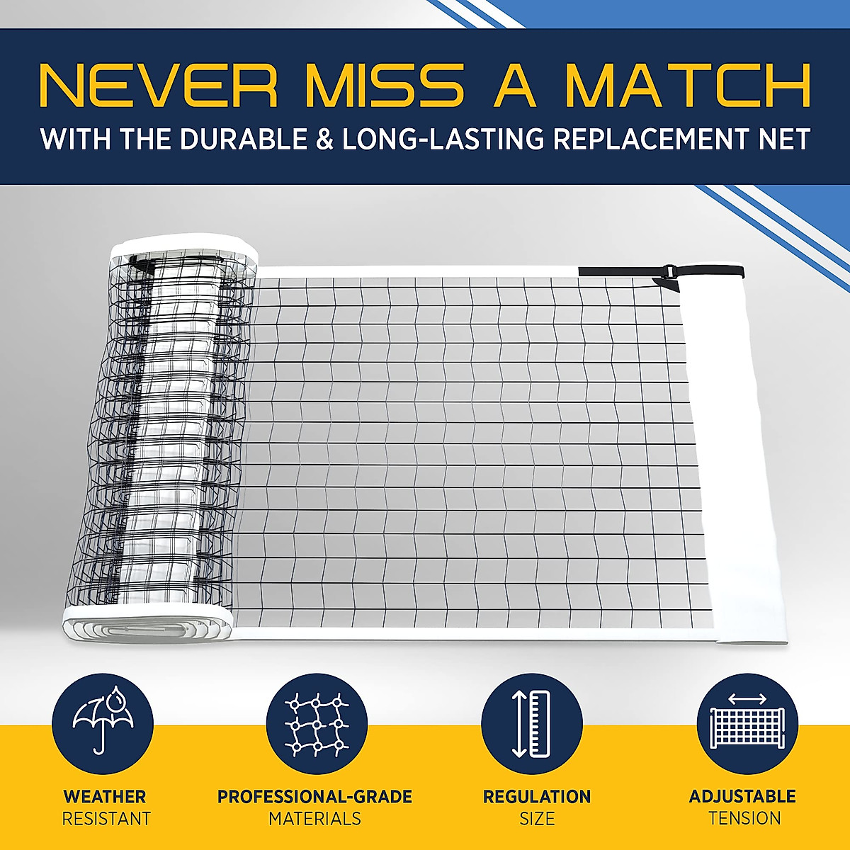 Pickleball Replacement Net - (net only, no frame), for Indoor and Outdoor Pickle Ball, Regulation Size Pickleball Net Only for Driveway, Backyards Official Pickleball Court Size, 22 Ft