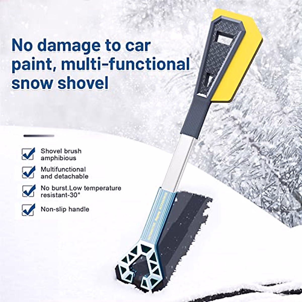 Kosctias Snow Shovel,Extendable Sponge Car Snow Brush and Ice Scraper with Aluminum Grip,Winter Tool,Auto Window Windshield Snow Brush,Ice Scraper for Car Truck SUV,Snow Removal