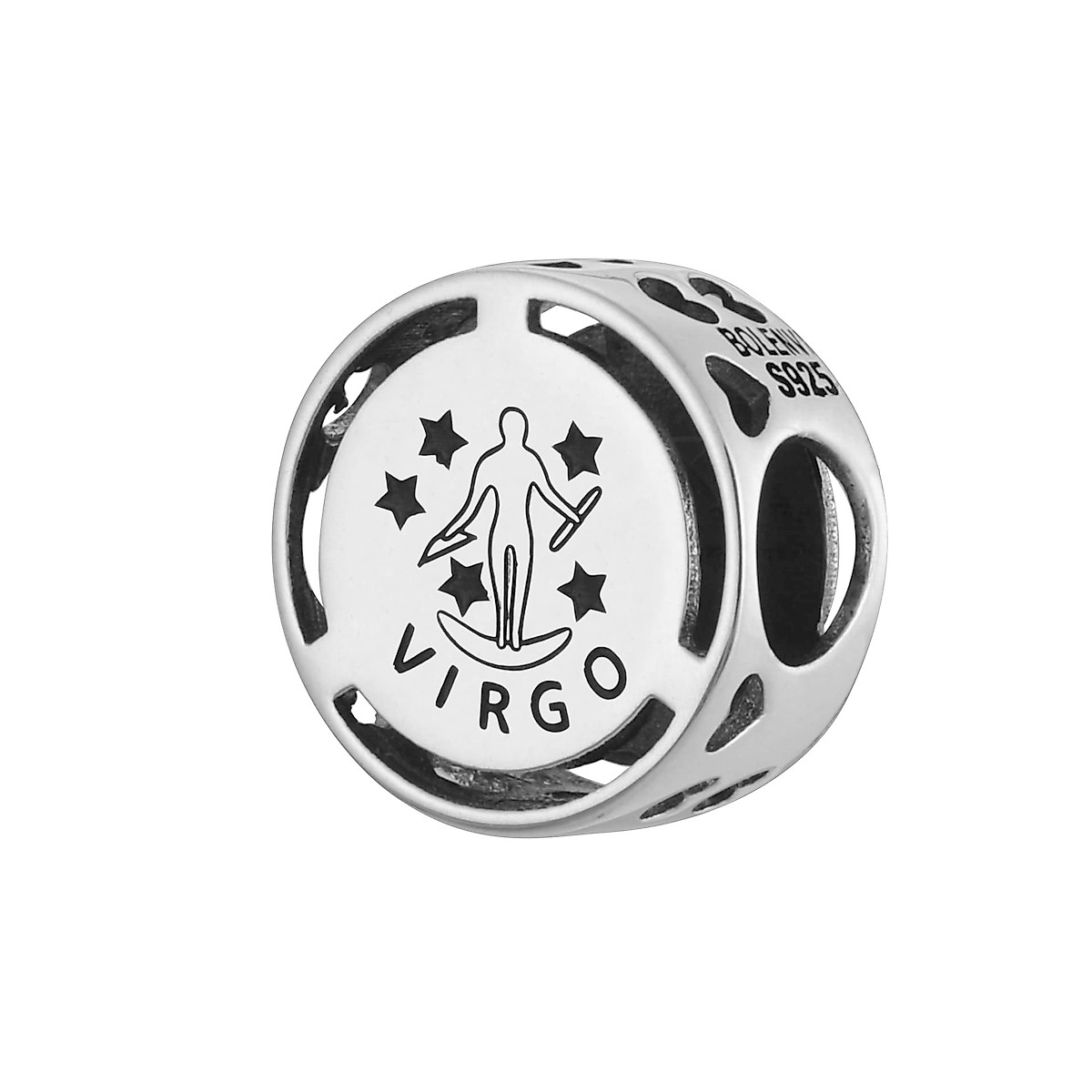 Zodiac Signs Birthday Symbols 925 Sterling Silver Charm Bead For Pandora & Similar Charm Bracelets or Necklaces (Virgo)
