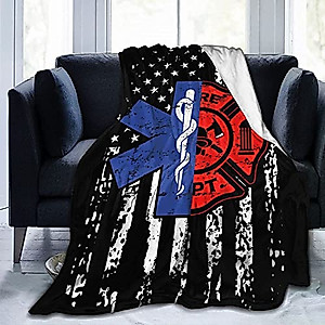 EMT Firefighter Firefighter EMT Cozy Comfy Christmas Throw Blankets Bed Blanket for Sofa Couch Lightweight Fleece Blanket for Women Men Kids
