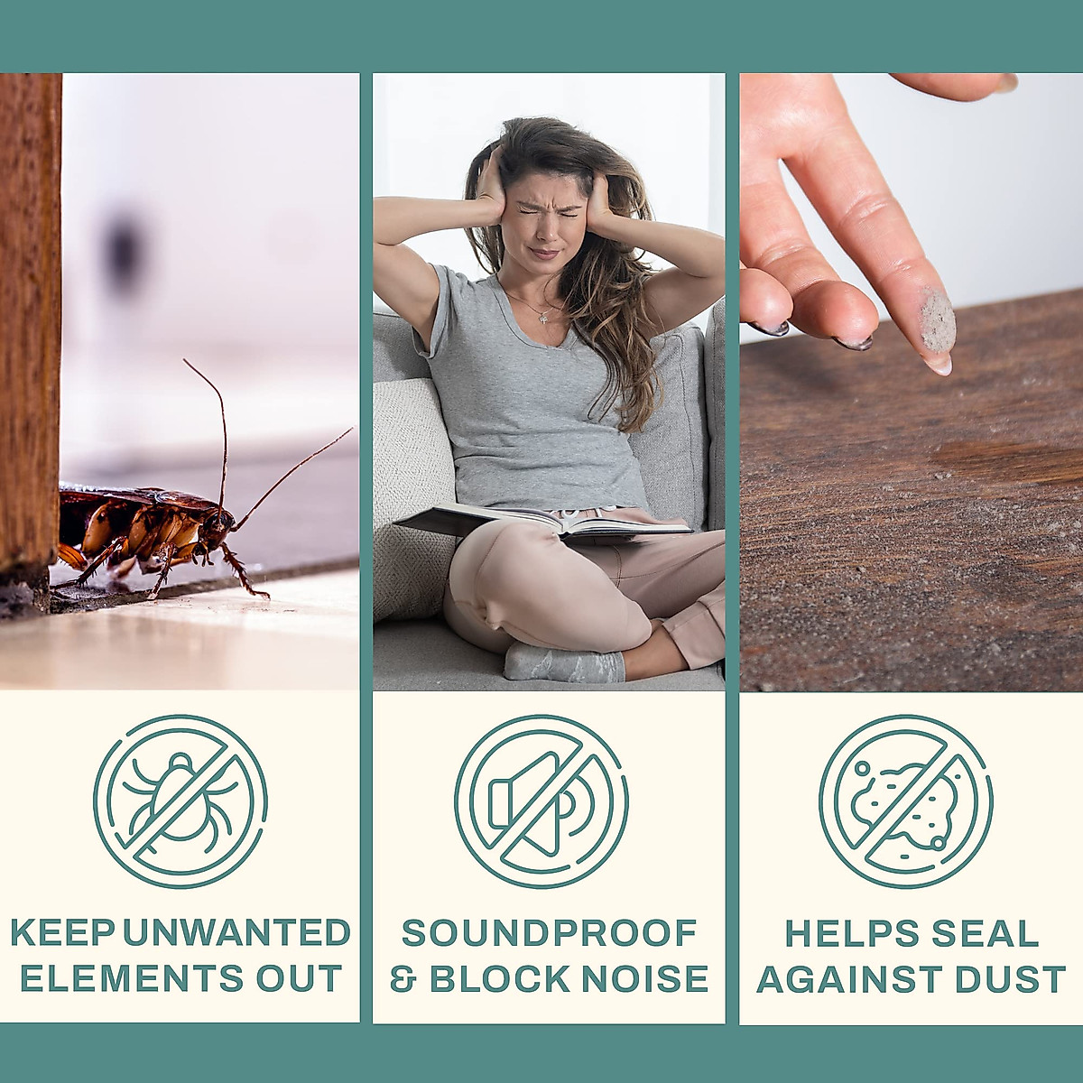 Home Intuition 36 inch Twin Door Draft Stopper for Bottom of Doors Weather Stripping, Black, 1 Pack