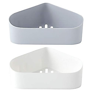 Beavorty Corner Shelves 2 Pcs Corner Caddy Wall Mounted Bathroom Shelf Shampoo Holder Rack No Drilling Storage Organizer for Bathroom Dorm Toilet Kitchen Storage Shelves