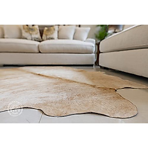 Genuine Exotic Beige Palomino Cowhide Rug 6 x 7-8 ft. 180 x 240 cm